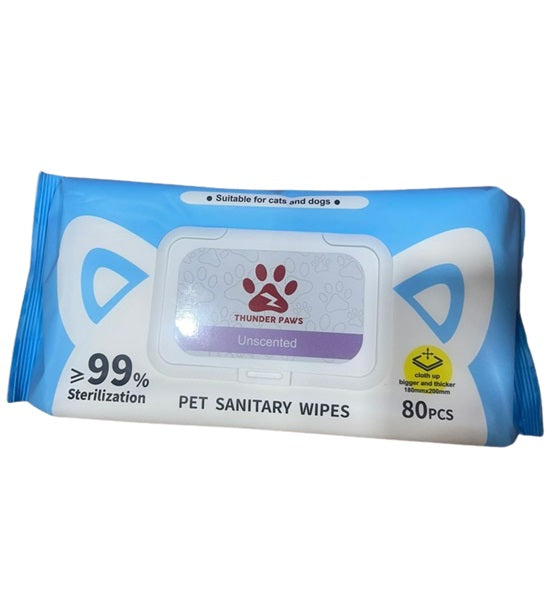 Thunder Paws Unscented Sanitary Pet Wipes Suitable for Cats and Dogs ...